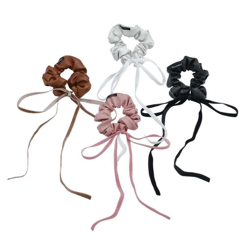 Velvet Ribbon Tail Leather Scrunchie - HAGO(하고)