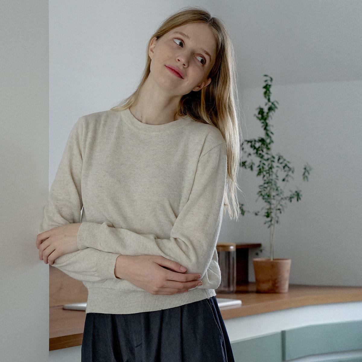 Cashmere Basic Knit Pullover - OATMEAL - HAGO(하고)