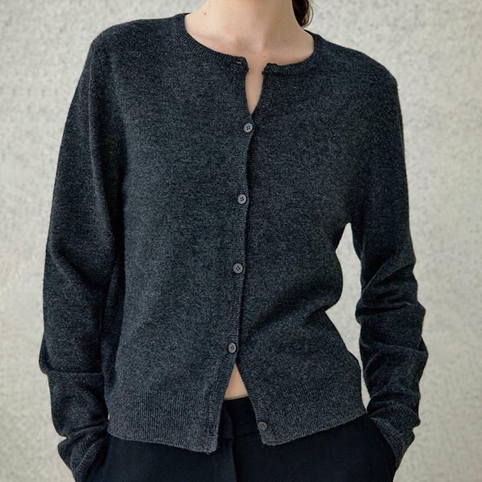 [re-order] tetu cashmere round cardigan (charcoal) - HAGO(하고)