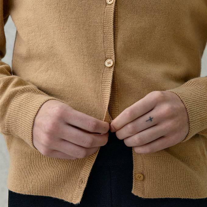 [re-order] tetu cashmere round cardigan (beige) - HAGO(하고)