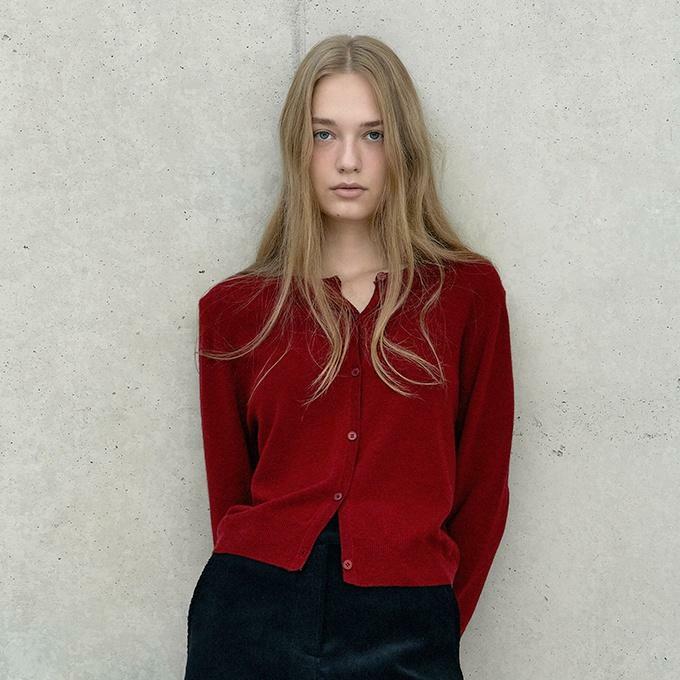 [re-order] tetu cashmere round cardigan (wine) - HAGO(하고)