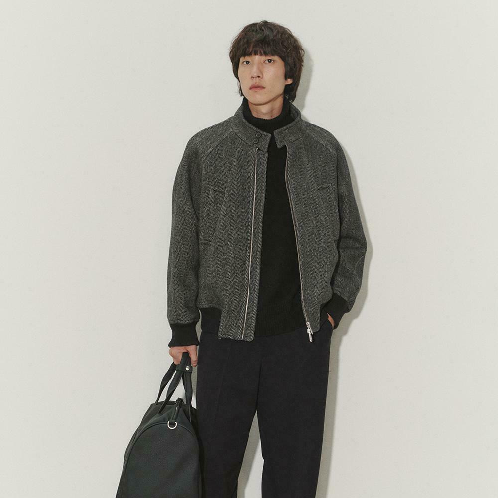 UNISEX DIAGONAL WOOL HARRINGTON JACKET HERRINGBONE_M_UDJU3D122G2 - HAGO(하고)