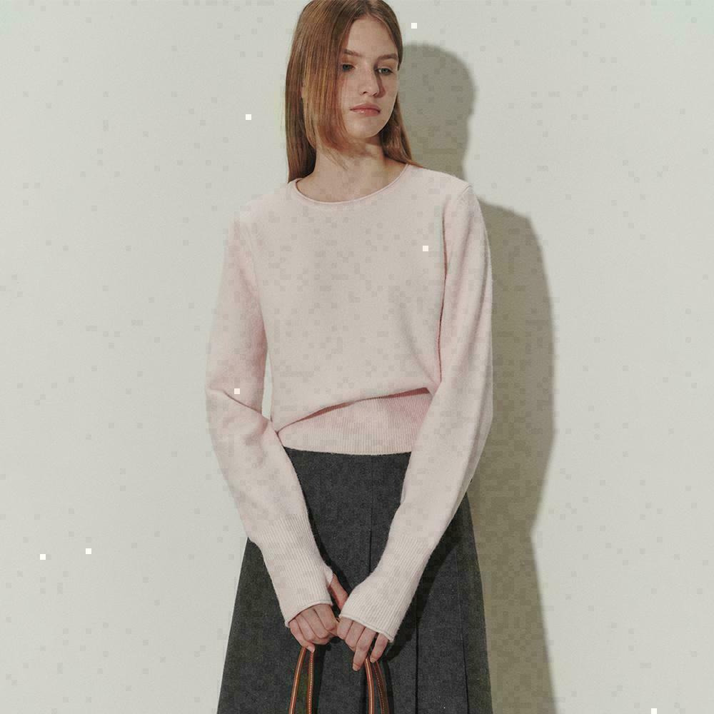 THUMBHOLE CUFF SWEATER SOFT PINK _UDSW3D222P1 - HAGO(하고)