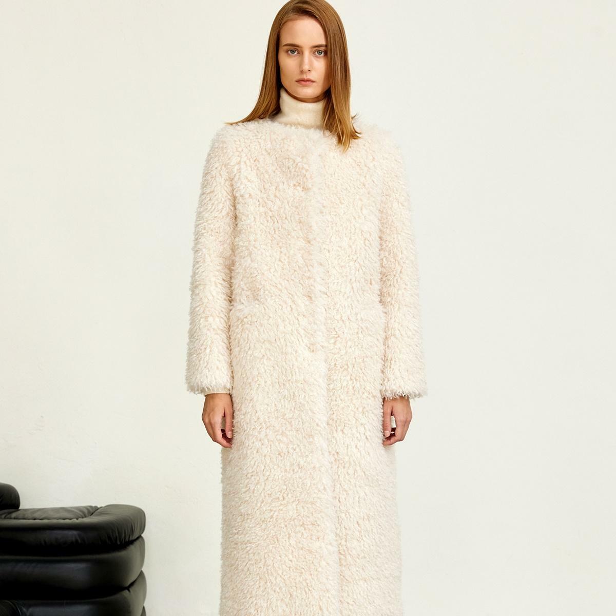 Teddy Fur Long Coat Ivory - 하고(HAGO)