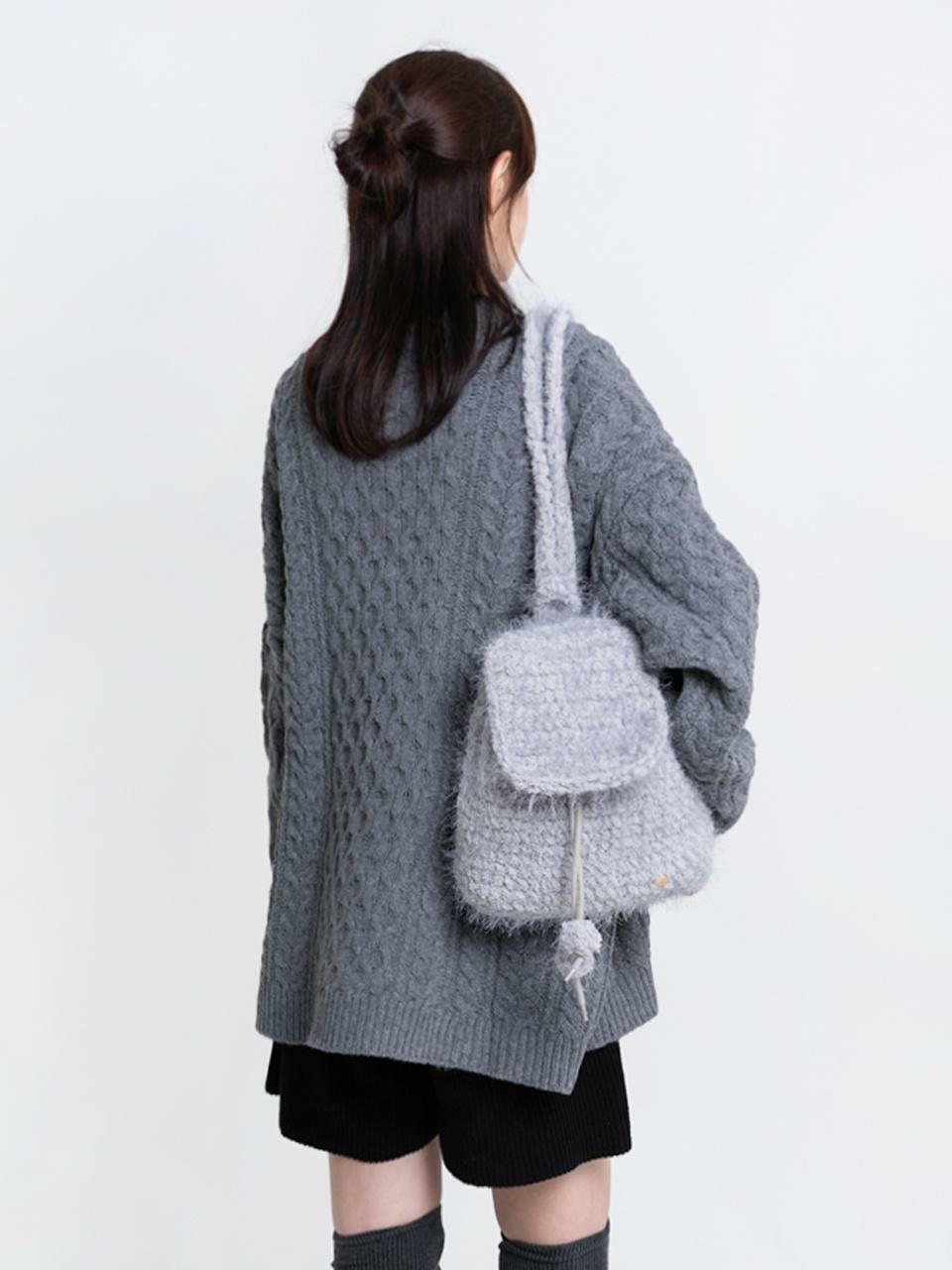 Boucle knit backpack Grey - HAGO(하고)