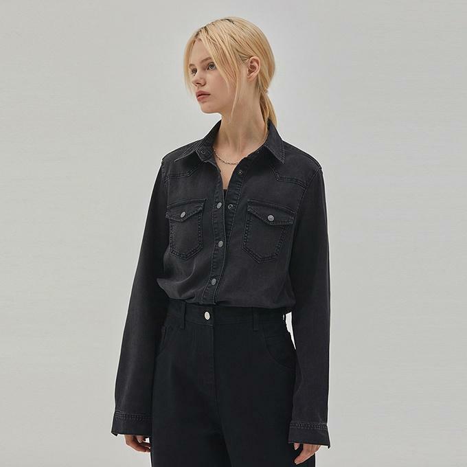 DENIM BASIC WESTERN SHIRT BLACK - 하고