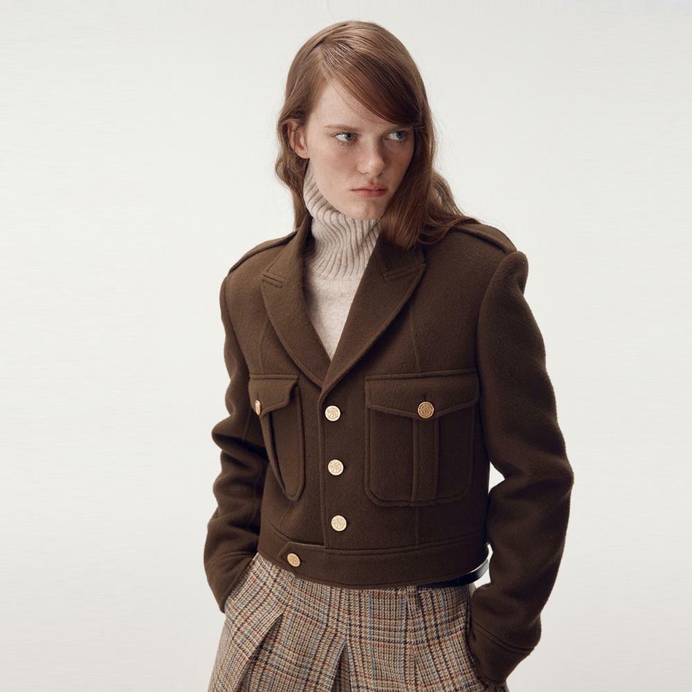 Crop Military Handmade Jacket, Dark Khaki - HAGO(하고)