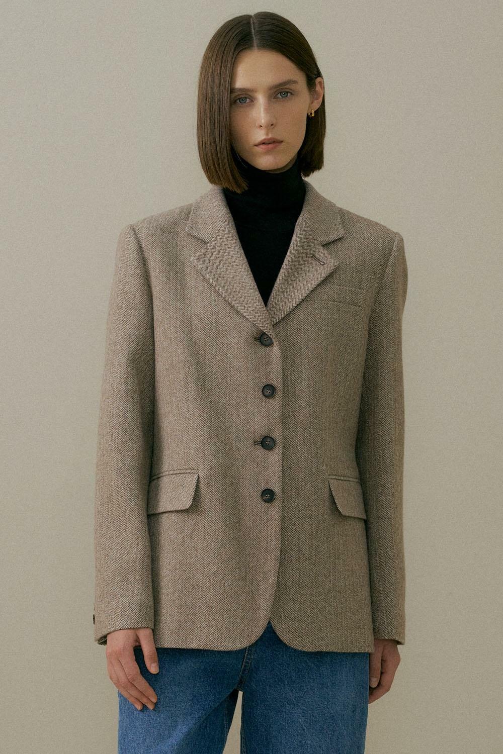 WOOL HERRINGBONE JACKET - HAGO(하고)