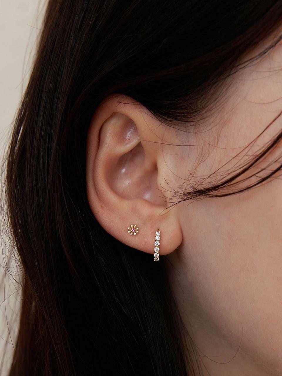 [14K]CLASSIC CUBIC ONETOUCH EARRING - HAGO(하고)