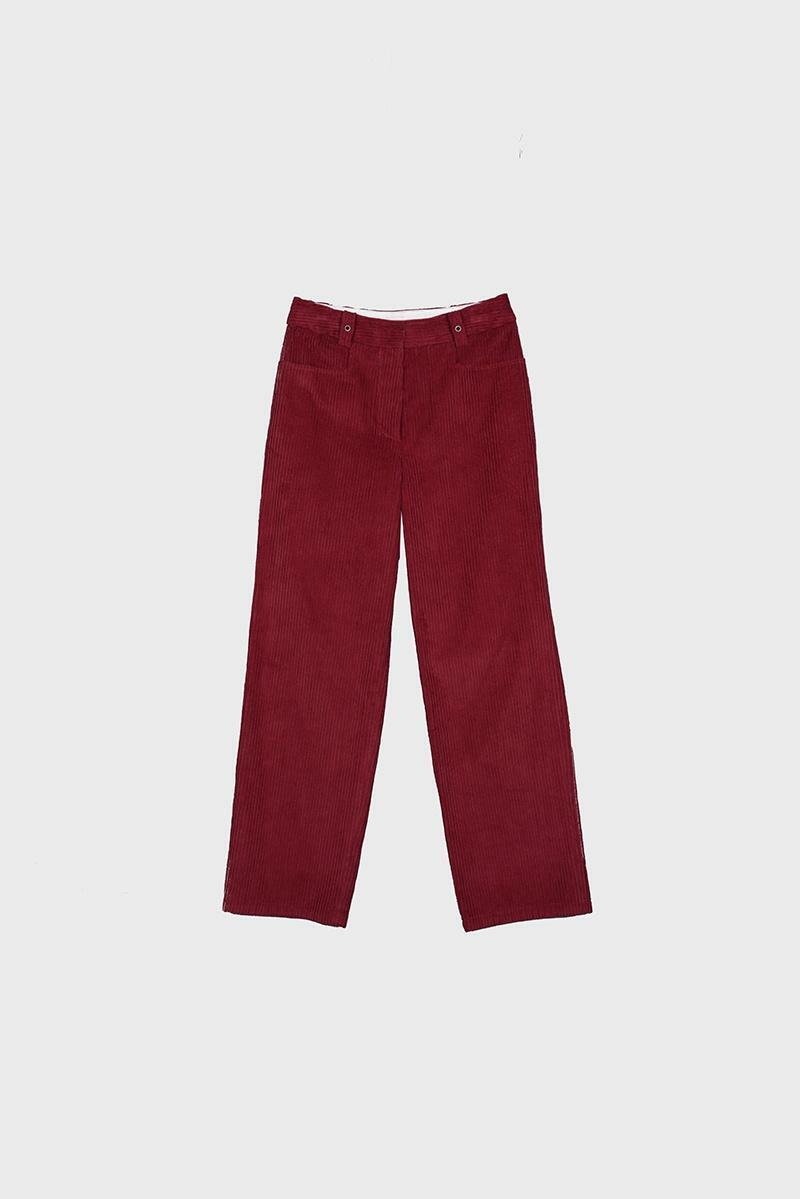 WIDE BELT LOOP CORDUROY PANTS IN DOWN RED - HAGO(하고)