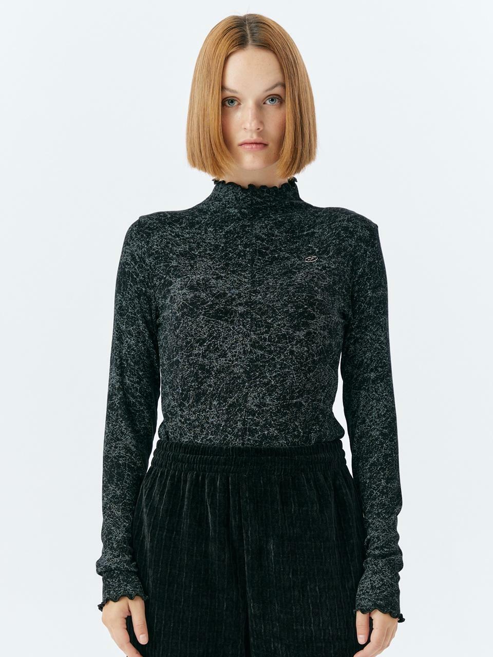 COBWEB MOCK NECK TOP(BLACK) - 하고(HAGO)