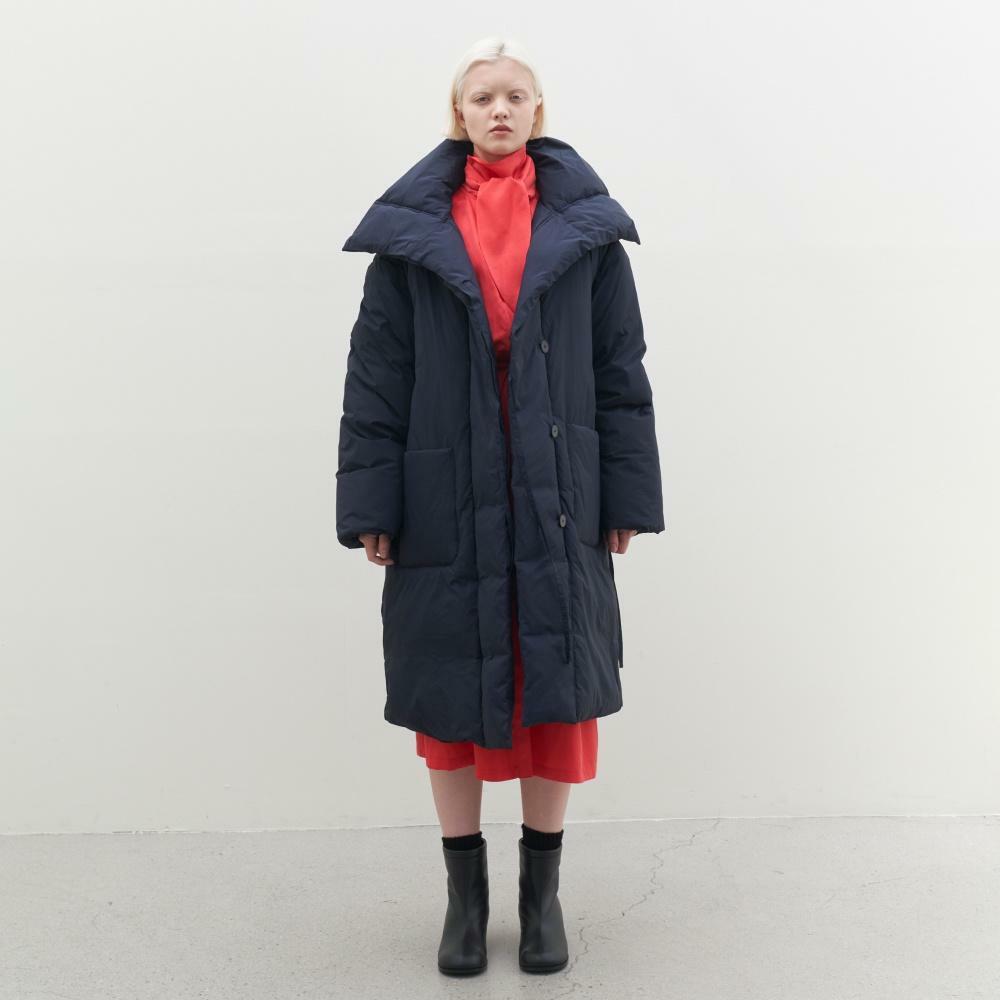 High neck long padding coat - HAGO(하고)