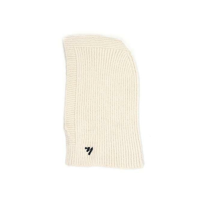 FLUFFY SIGNATURE LOGO KNIT BALACLAVA_CREAM - HAGO(하고)