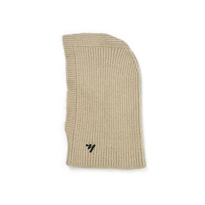 FLUFFY SIGNATURE LOGO KNIT BALACLAVA_DEEP BEIGE - HAGO(하고)