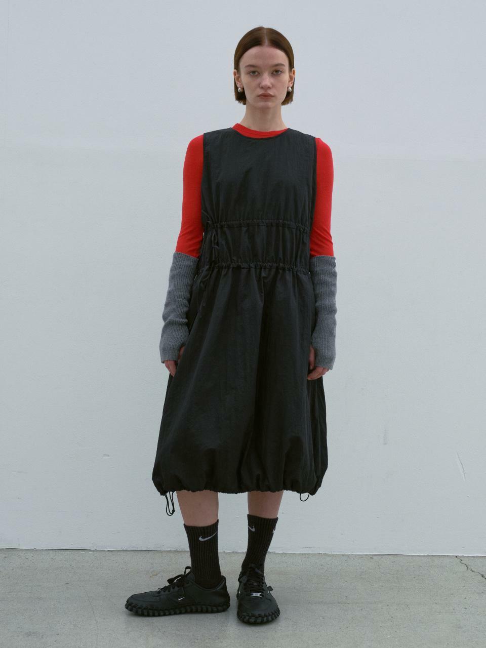 Ribbon Balloon Dress_Black - HAGO(하고)
