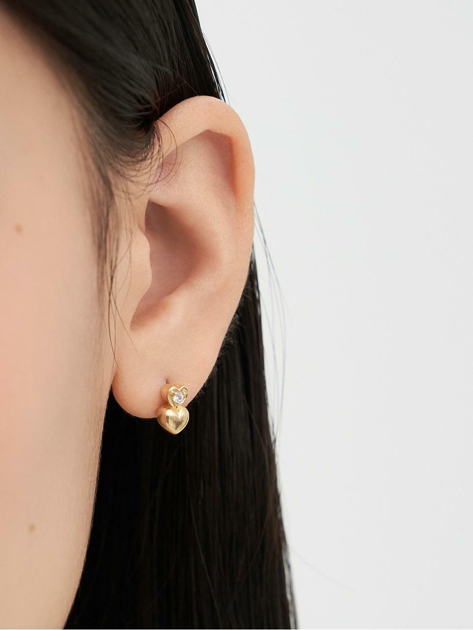 Piggyback Heart Earring - 하고