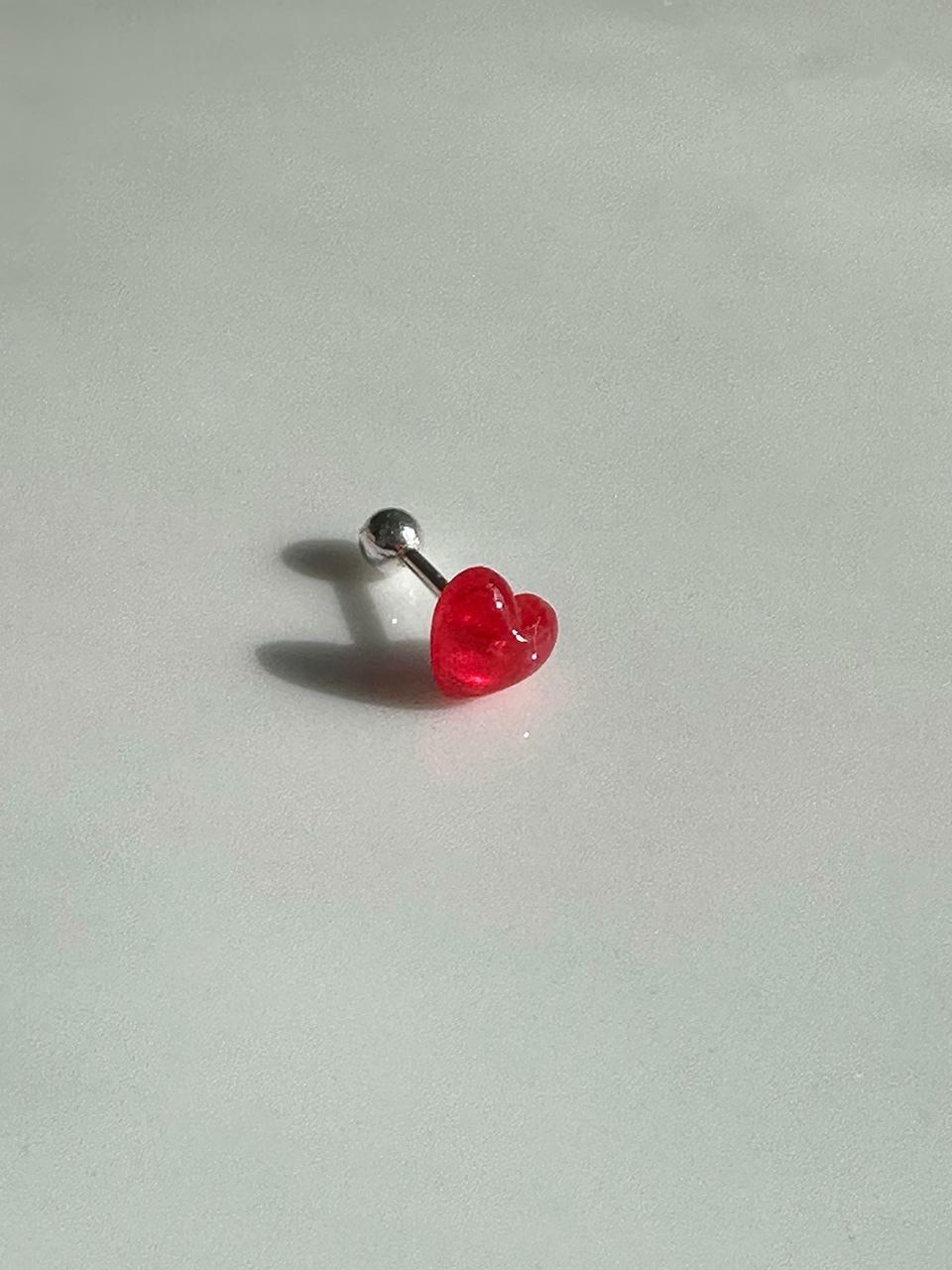 [925silver] Red heart piercing (1ea) - HAGO(하고)