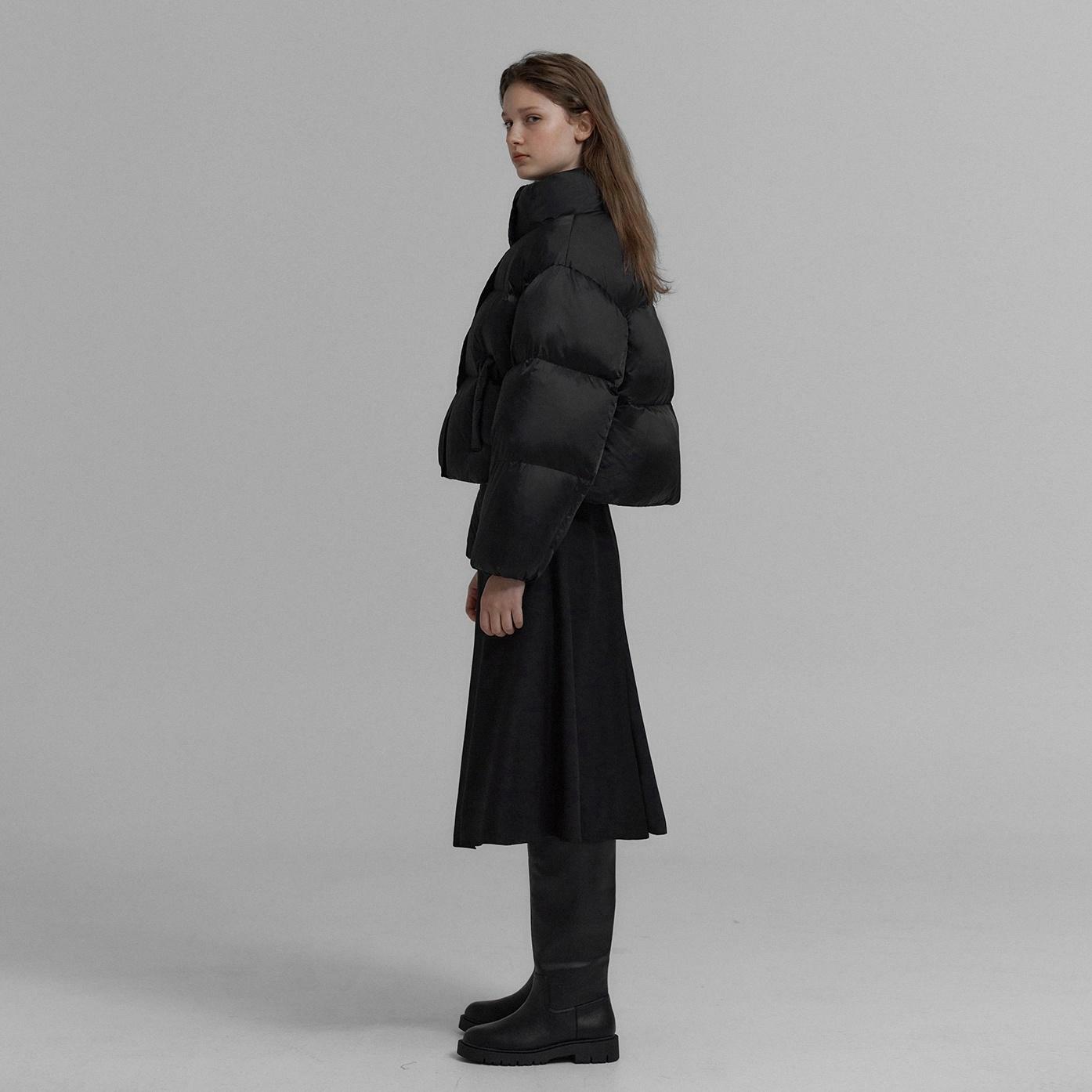 Crop puffer down jacket (Black) - 하고(HAGO)