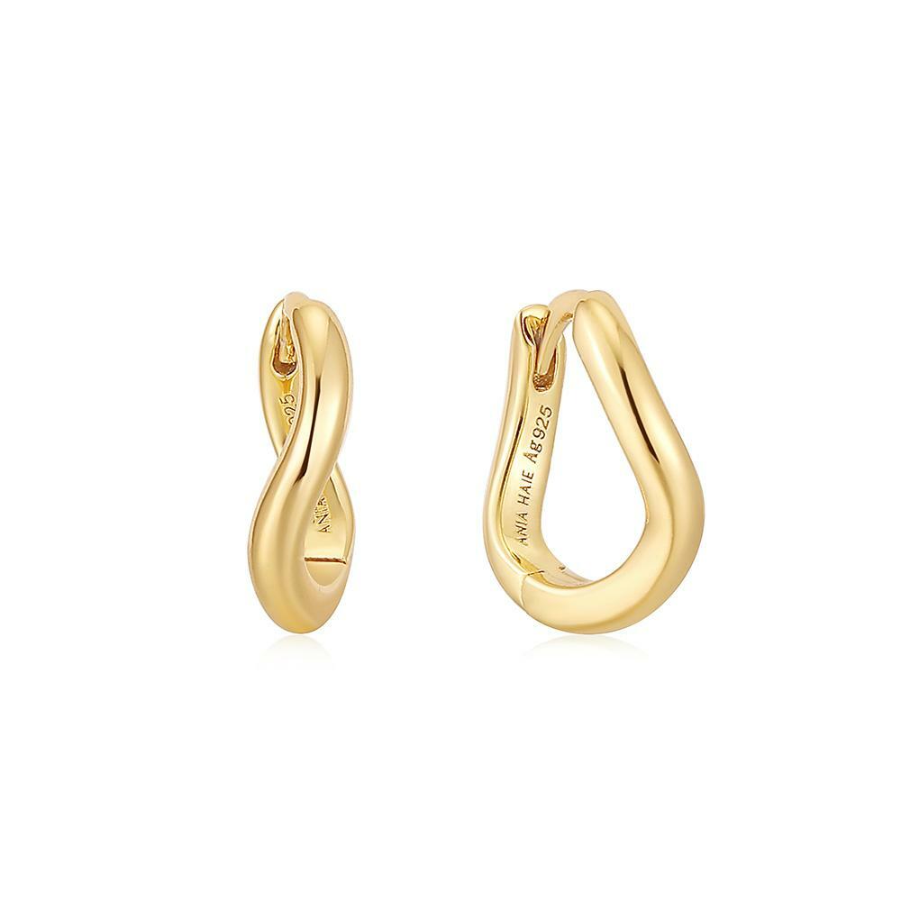 [아니아 하이에]트위스트 925 실버 후프 링 귀걸이 E048-03G - HAGO(하고)