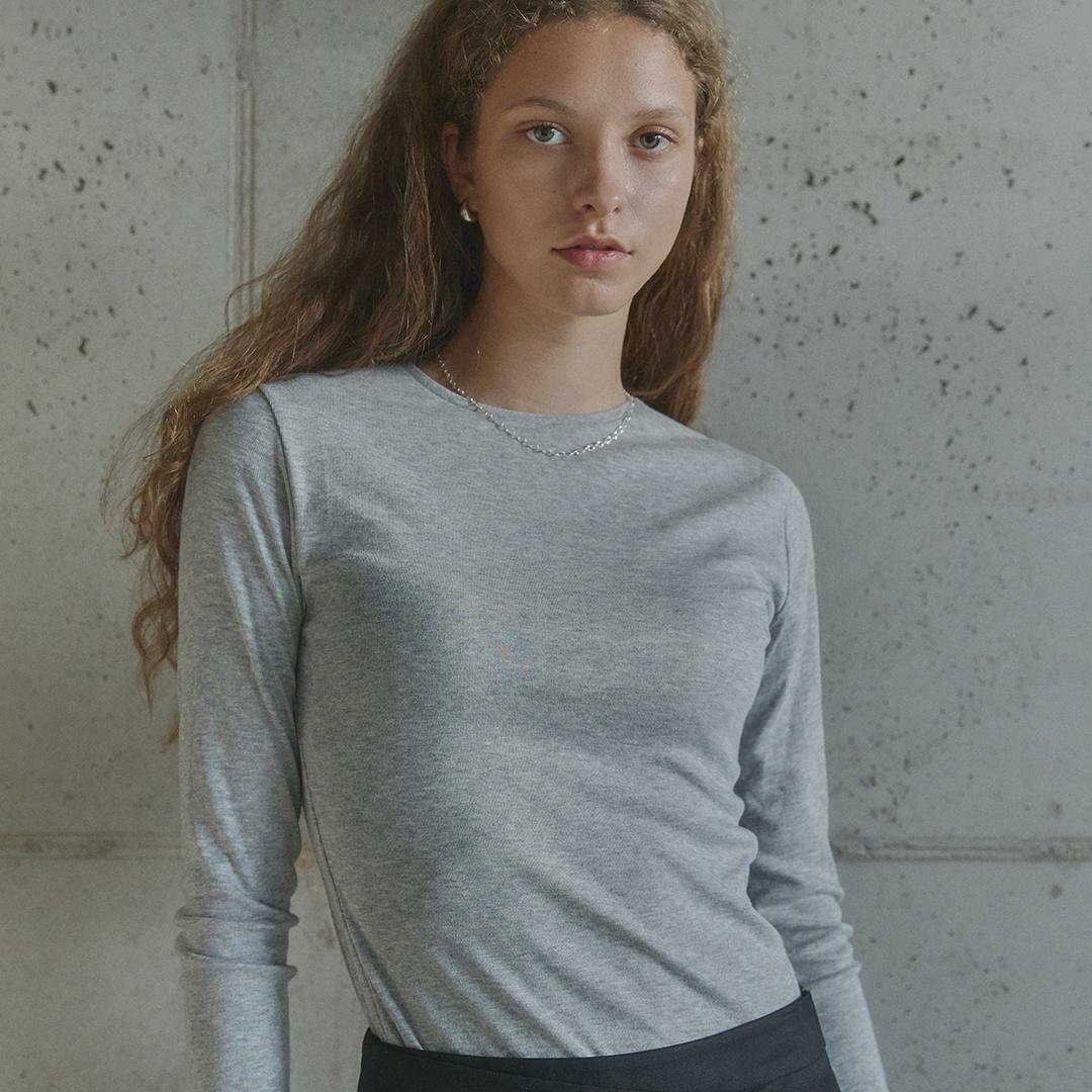 SLIM ROUND LONG T-SHIRTS / GRAY - 하고(HAGO)