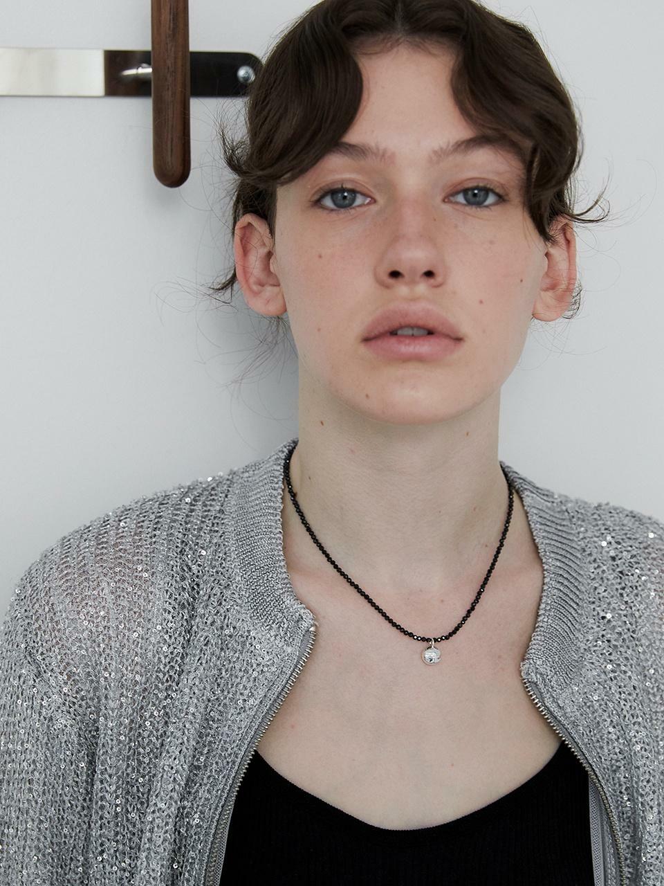 bumpy spinel necklace - silver - HAGO(하고)