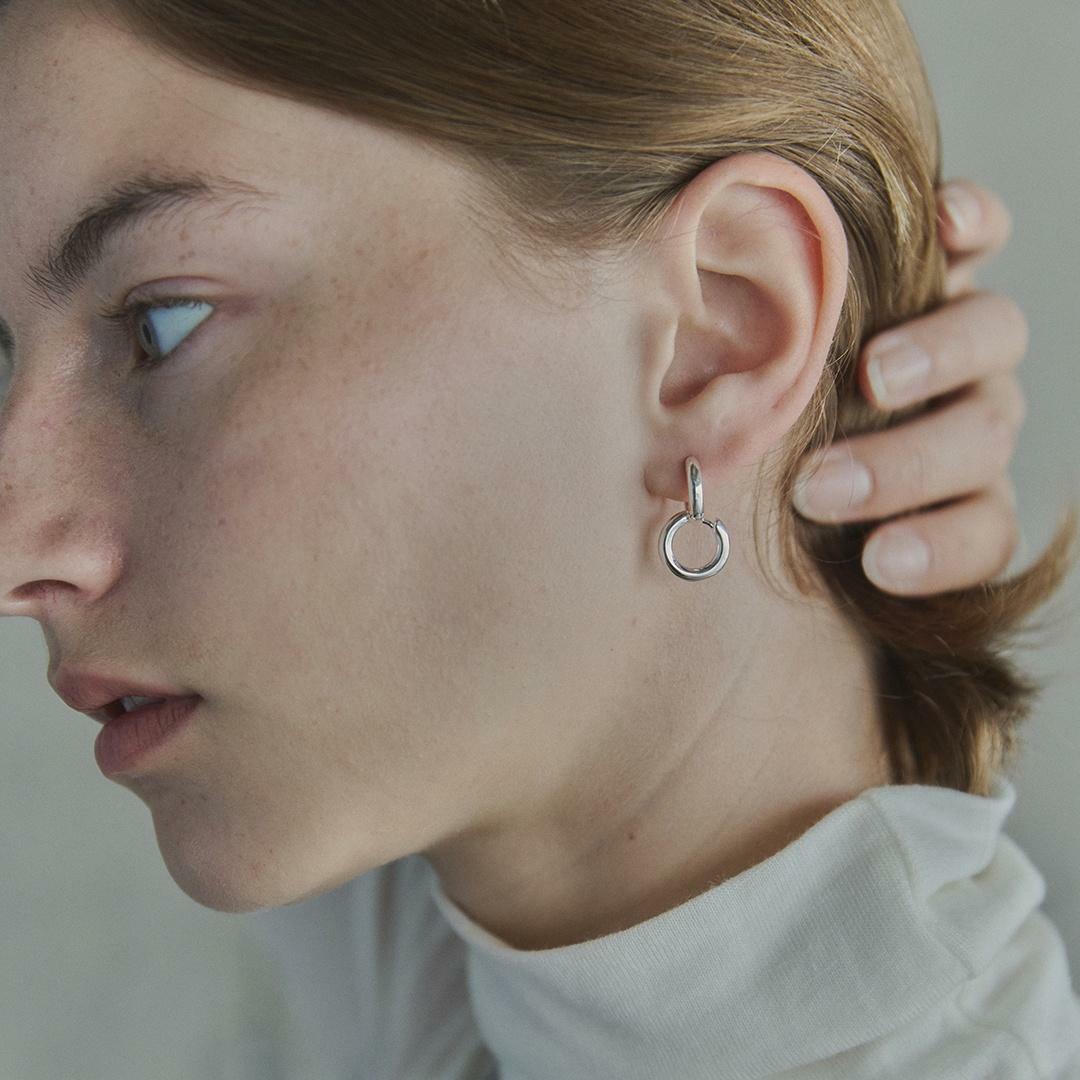 [925 SILVER] ONE-TOUCH DOUBLE EARRING - HAGO(하고)