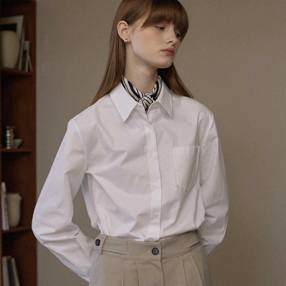 AD&LOVE embroidery basic shirts - white - HAGO(하고)