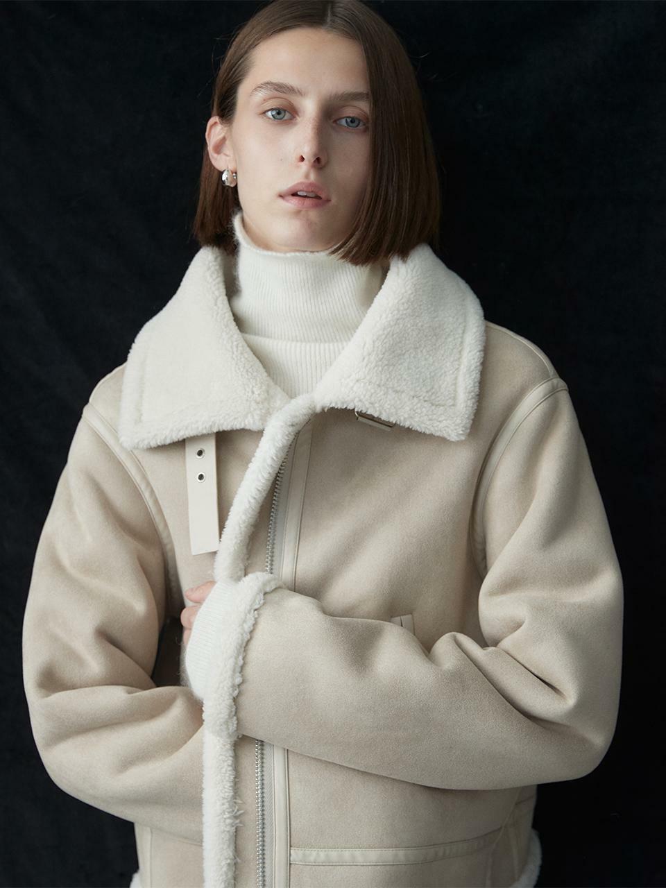 [30% 쿠폰]LEATHER SHEARING AVIATOR JACKET MOCHA - HAGO(하고)
