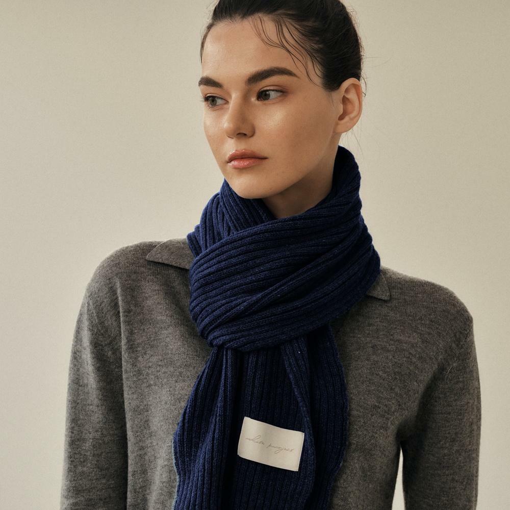 [기프트박스]_MINI WOOL KNIT MUFFLER_NAVY_남녀공용 - 하고