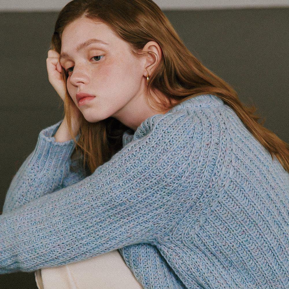 SPARKLE ROUND KNIT SOFT BLUE - HAGO(하고)