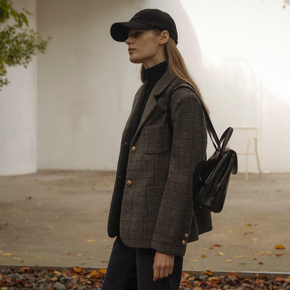 Elbow patch two button wool jacket_Gray - 하고