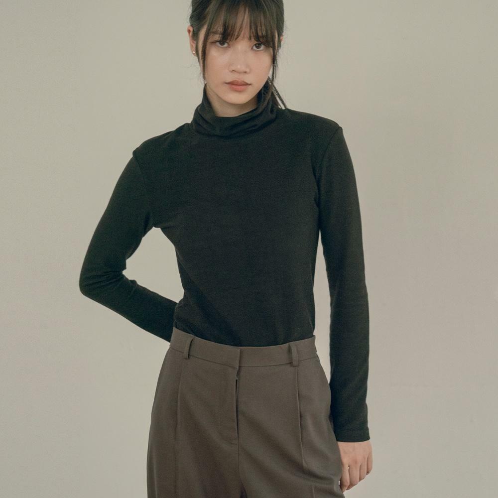 A3465 Terry slim turtleneck_Black - HAGO(하고)