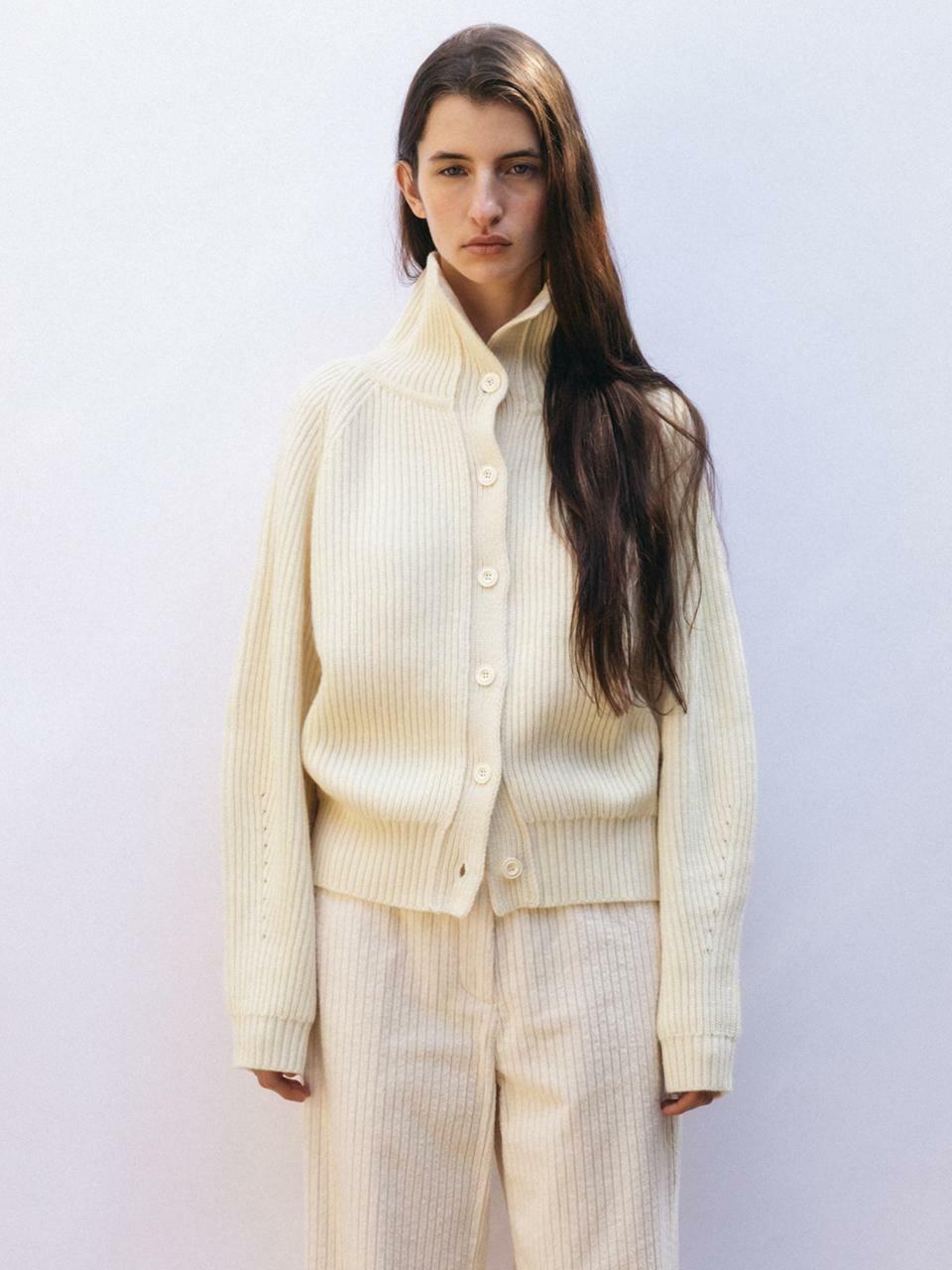 High Neck Button Cardigan_Ivory - 하고