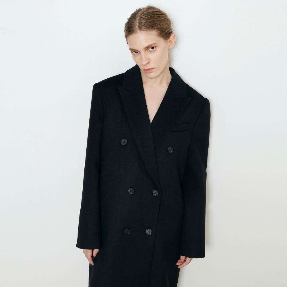 Cashmere 2-Way Double Breasted Coat_Black - HAGO(하고)