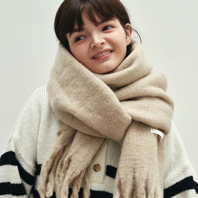 FIRST LABEL BOLD MUFFLER_LIGHT BEIGE - 하고(HAGO)