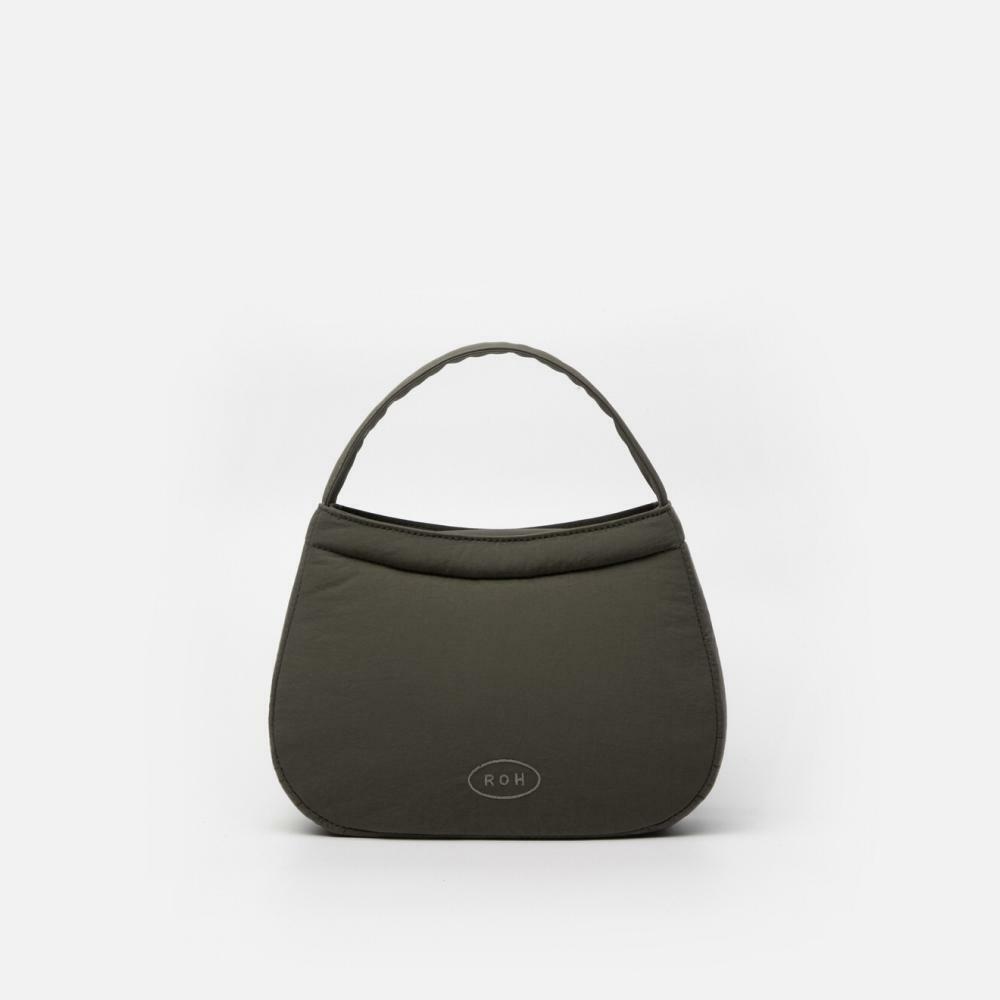 Curly tote bag Padding Grey green - 하고