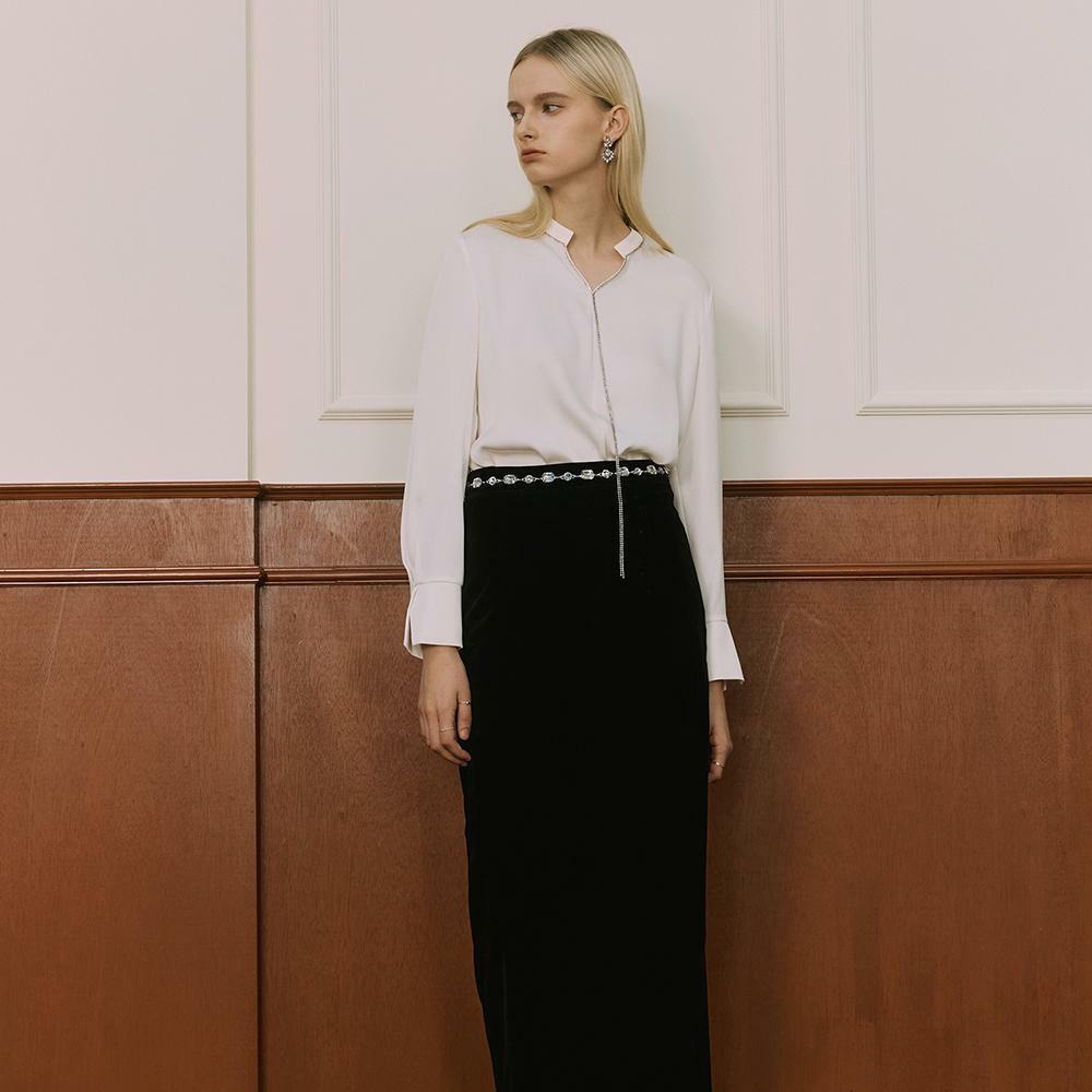 Hebit / Velvet Set-up Skirt - 하고