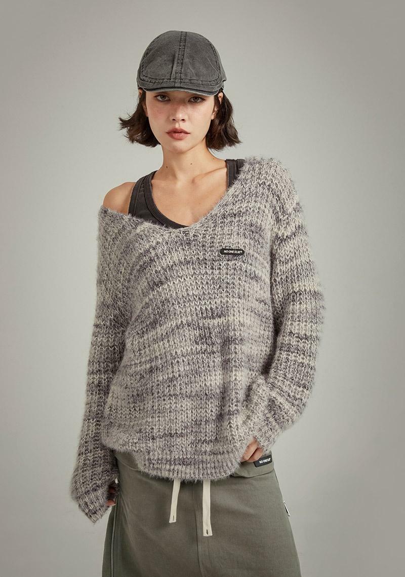 V-Neck Boxy Knit Sweater - HAGO(하고)