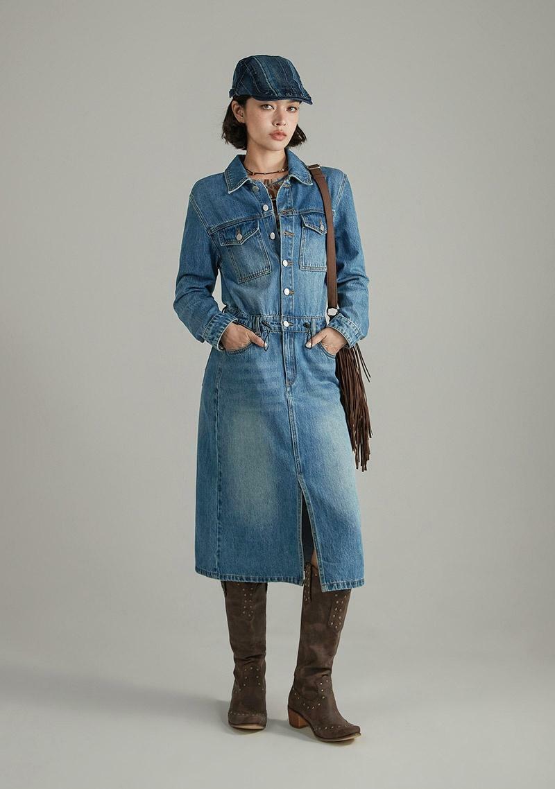 String Slit Denim Dress - HAGO(하고)