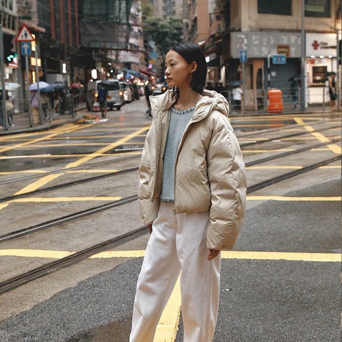 Hooded Goose Down Padding(Light beige) - HAGO(하고)