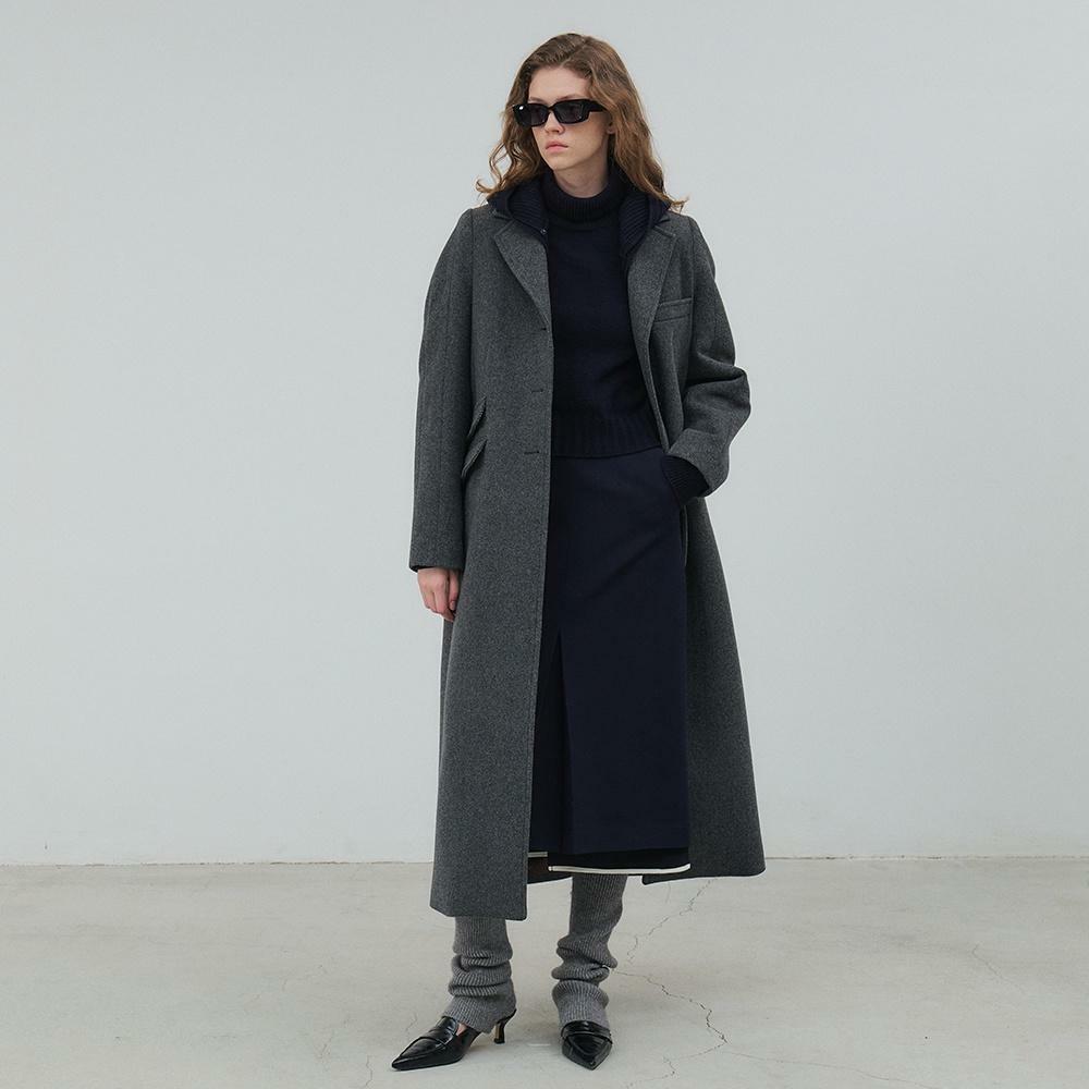 23 Winter_ Grey Volume Sleeve Wool Coat [예약배송] - HAGO(하고)