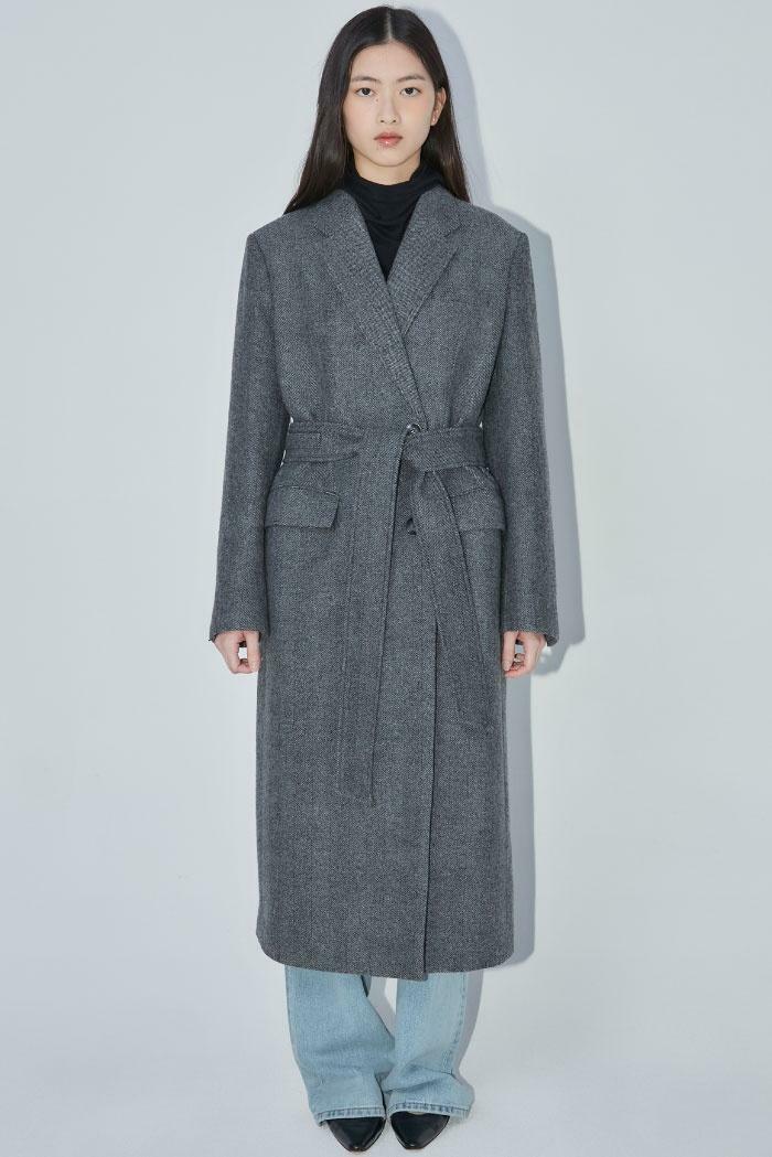 Wool Basic Double Coat - Gray - HAGO(하고)