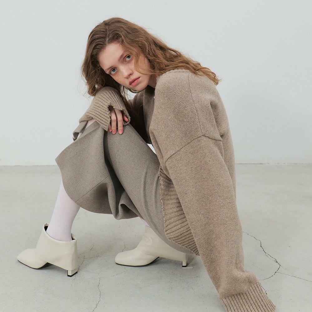 23 Winter_ Beige Lambs Wool Vintage Sweater - HAGO(하고)