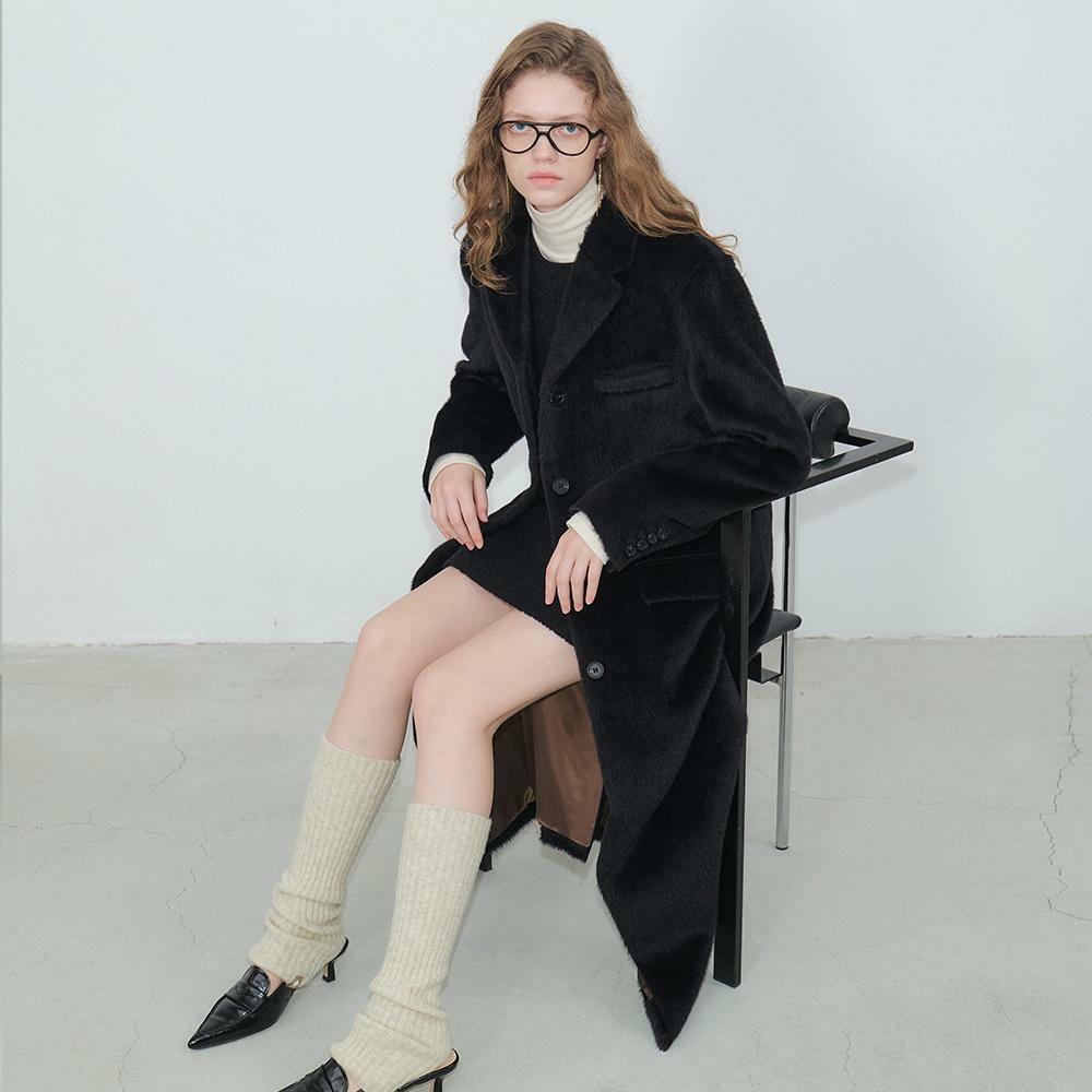 23 Winter_ Black Suri Alpaca Tailored Coat [예약] - 하고(HAGO)