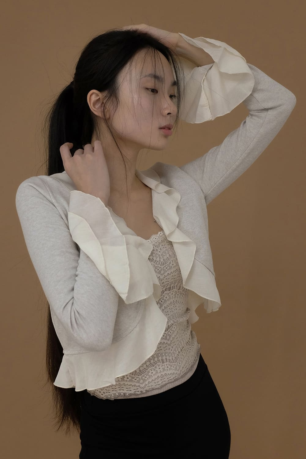 Glitter ruffle cardigan (Ivory) - 하고