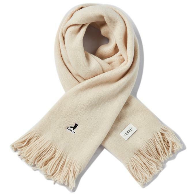 SOFT WIDE LONG SILHOUETTE LESSER LOGO MUFFLER CREAM - 하고(HAGO)