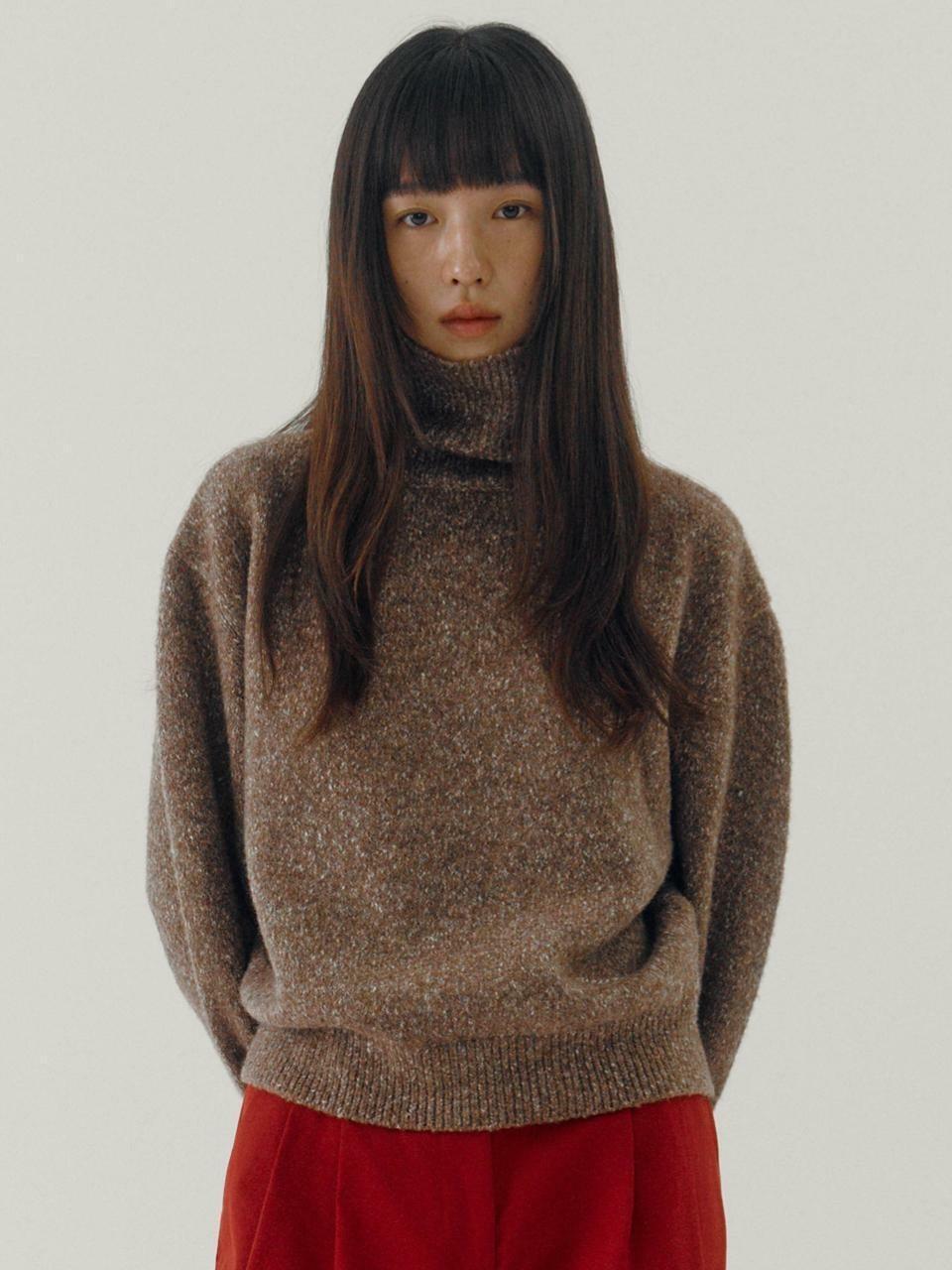 Kaya Roll-neck Knit (Brown) - 하고(HAGO)