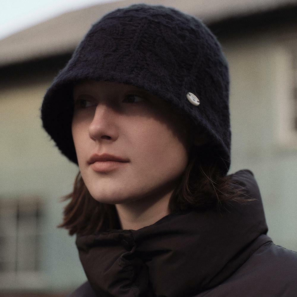 Croquette Knit Bucket Hat (Black) - HAGO(하고)