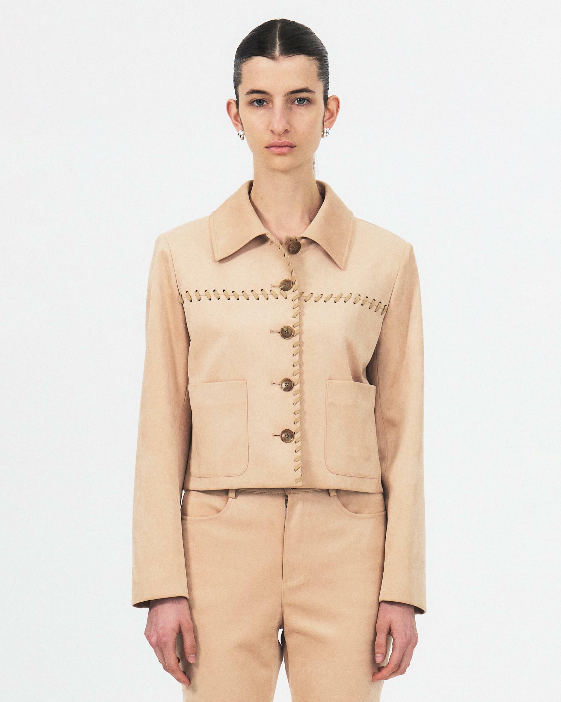 ECO SUEDE BIKER JACKET (BEIGE) - HAGO(하고)