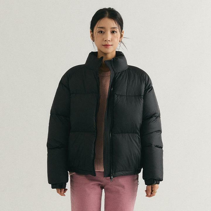 High-neck Duck Down Short Padding - Black - HAGO(하고)